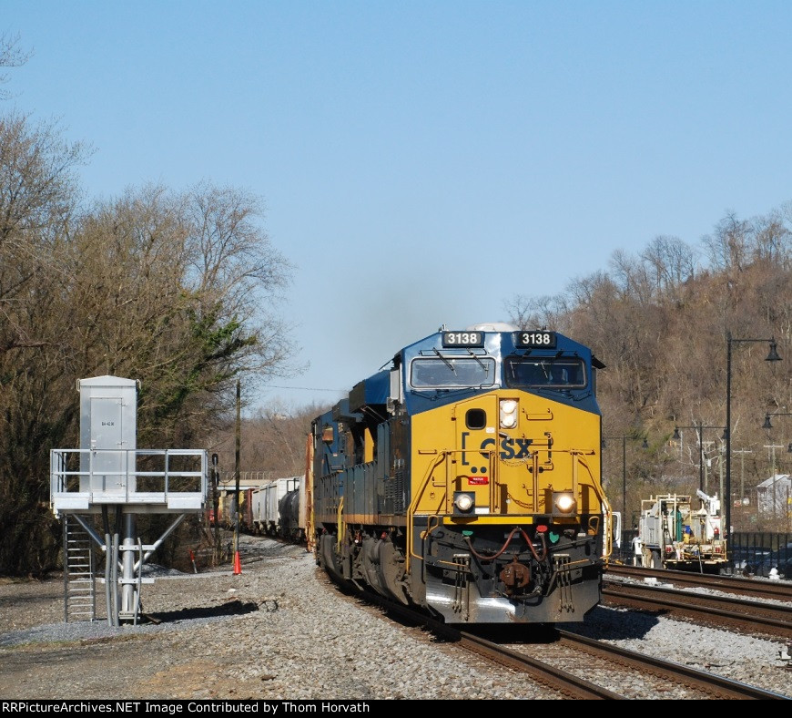 CSX Q415 is eastbound past MARC's station